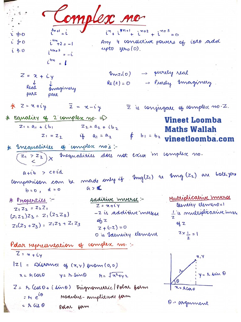 Handwritten Notes Complex Number PDF | PDF