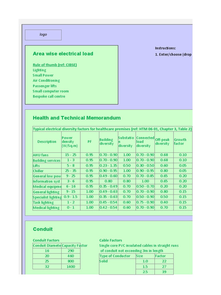 Electrical Calculation Sheet - Ecs | PDF | Incandescent Light Bulb ...
