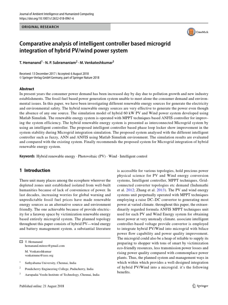 Comparative Analysis Of Intelligent Controller Based Microgrid