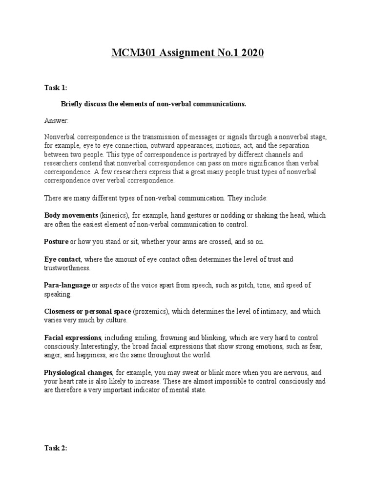 MCM301 Assignment 1 Solution Knowledge of World | PDF | Nonverbal Communication | Semiotics