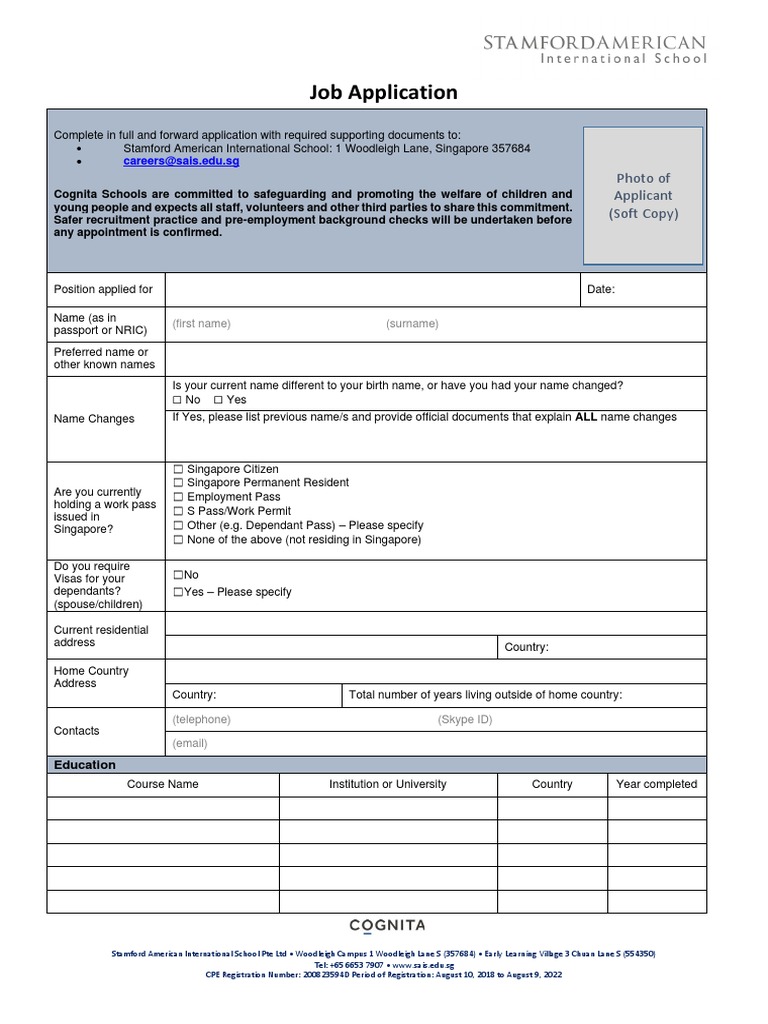 Stamford American School Job Application | PDF | Background Check ...