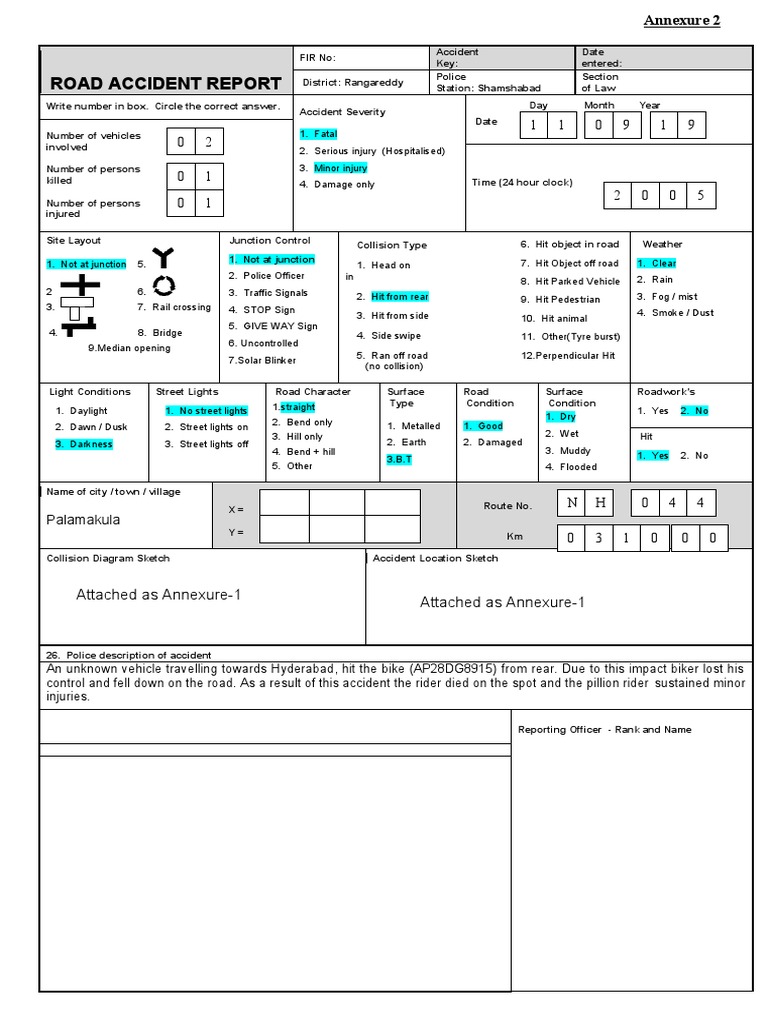 Road Accident Report: Palamakula | PDF | Traffic Collision | Motorcycle
