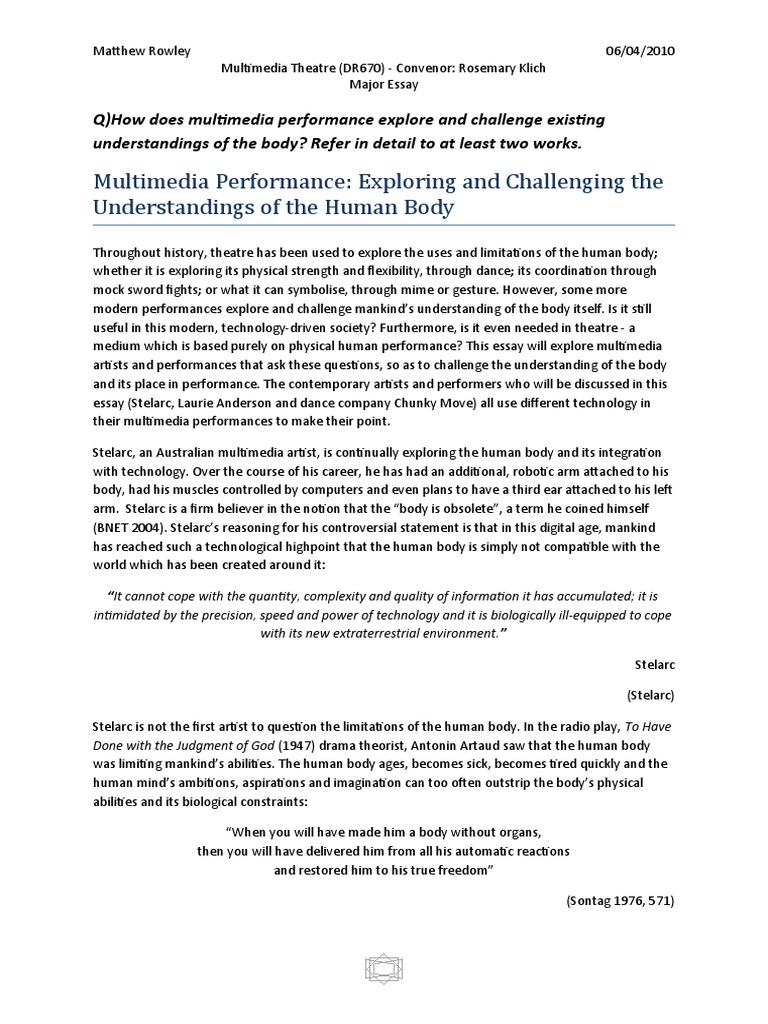 Multimedia Performance: Exploring and Challenging The Understandings of ...