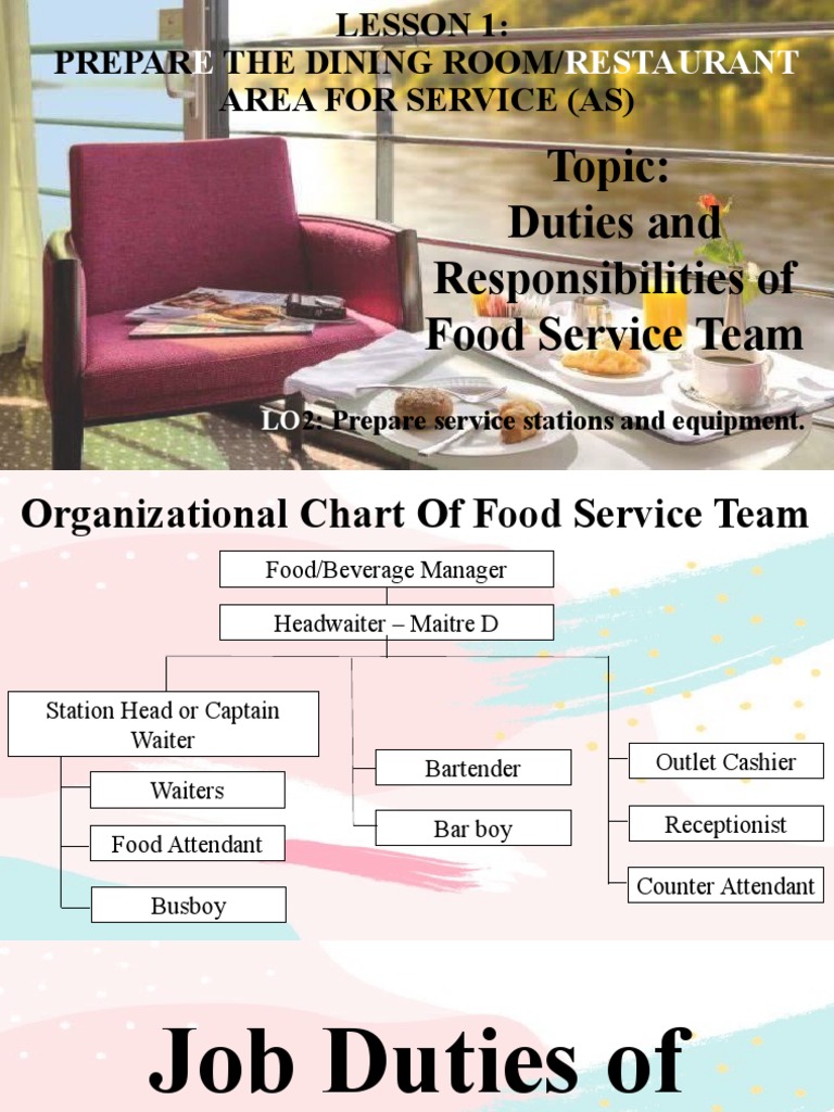 Duties and Responsibilities of Food Service Team 2 | PDF | Waiting ...