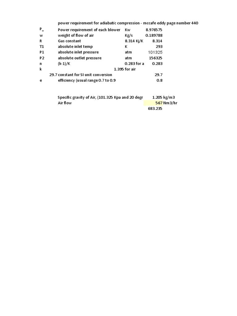 Blower Power Calculation | PDF