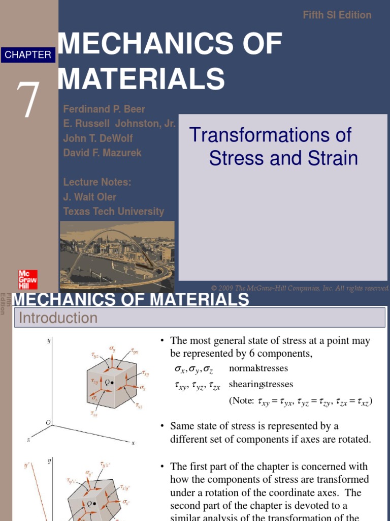 Mechanics of Materials: Transformations of Stress and Strain | PDF ...