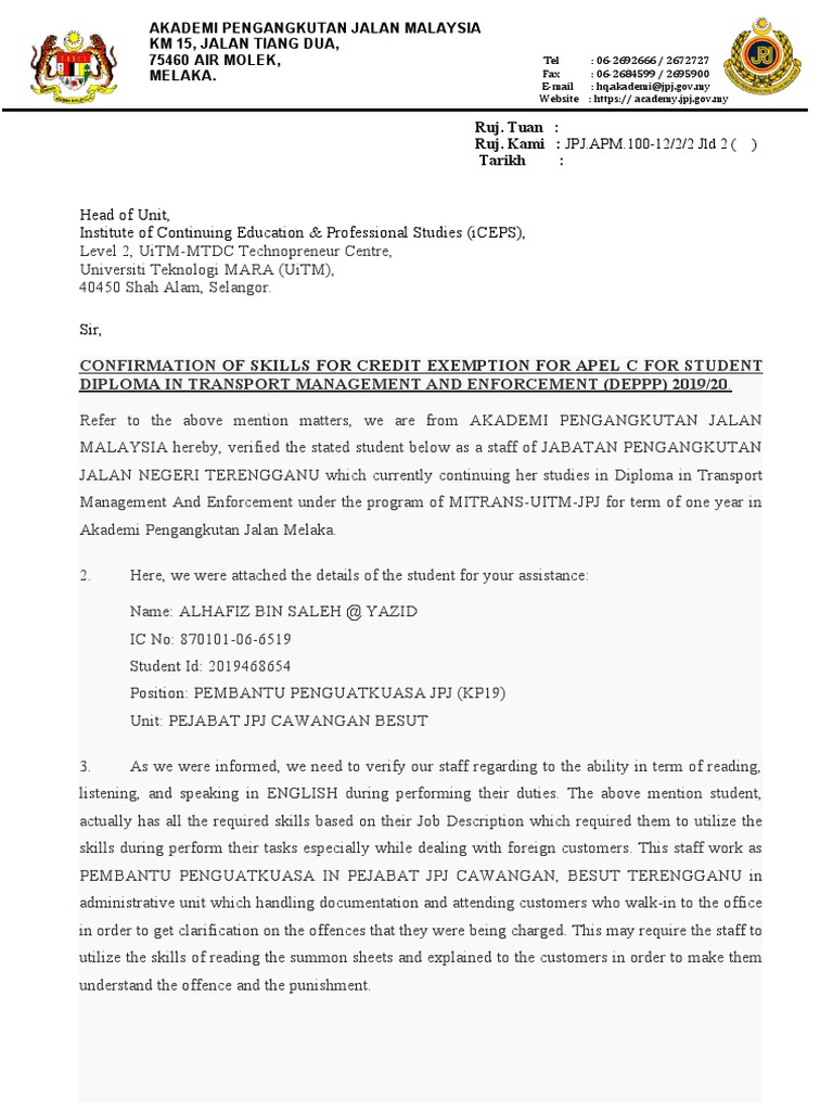 APEL C Credit Exemption Confirmation | PDF | Career & Growth | Business