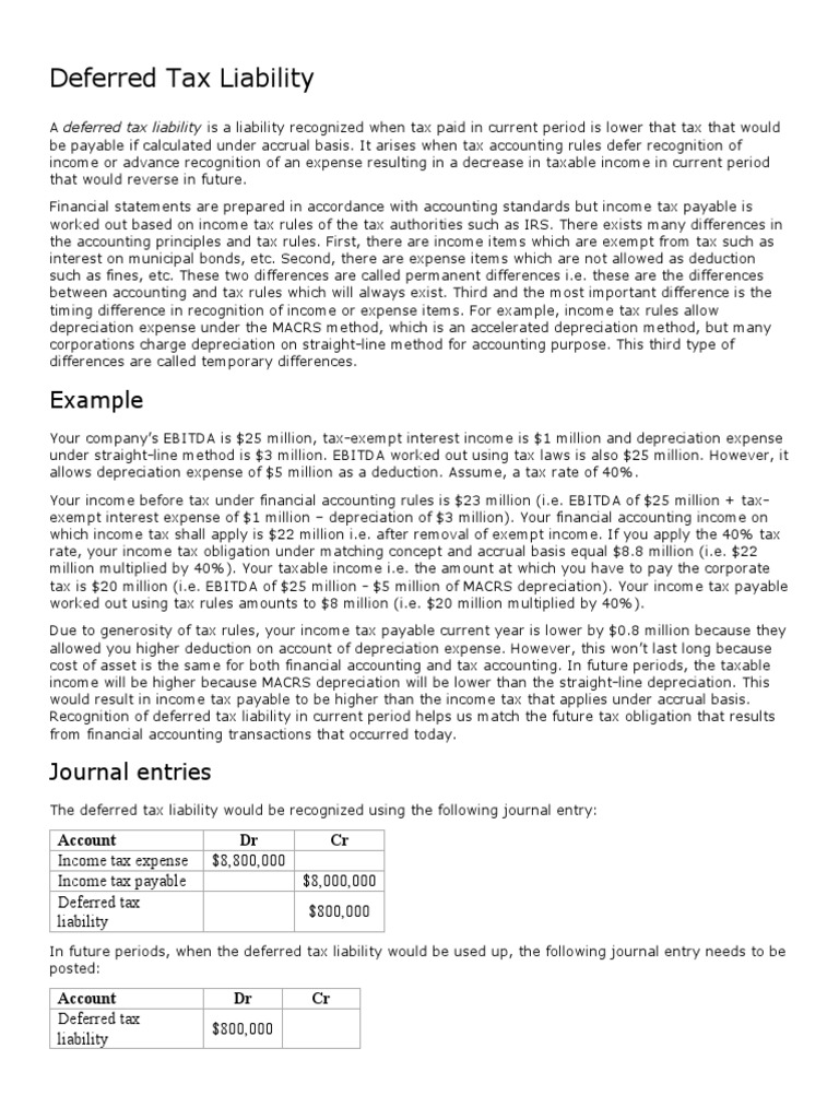 Deferred Tax Liability | PDF | Deferred Tax | Depreciation