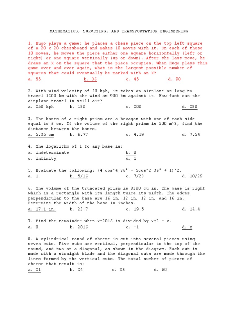 MATH-Sample Problems With Answers PDF | Download Free PDF | Sphere ...