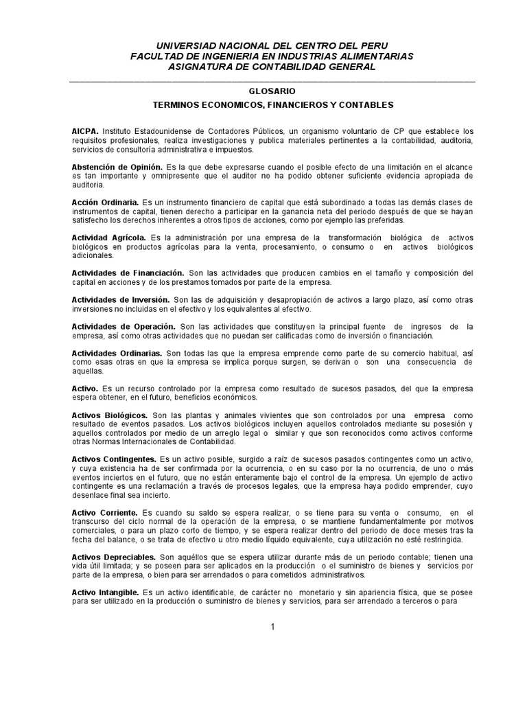 Glosario de Terminos Contables | PDF | Auditoría | Beneficio (economía)
