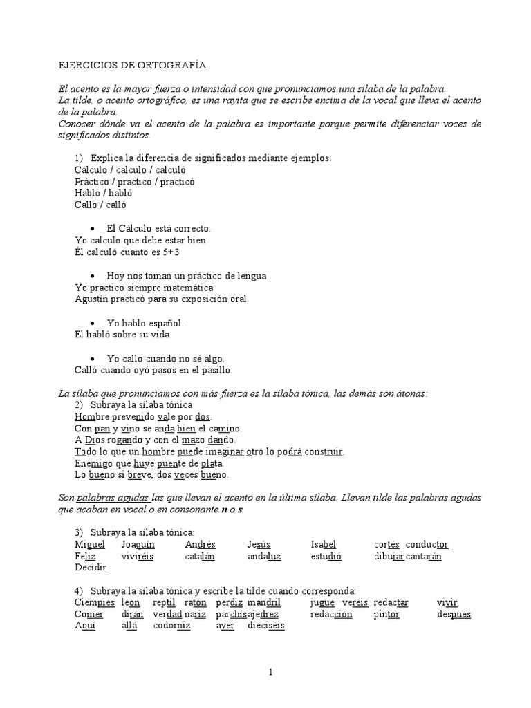 CP Ejercicosdeortografia | PDF | Fonética | Lingüística