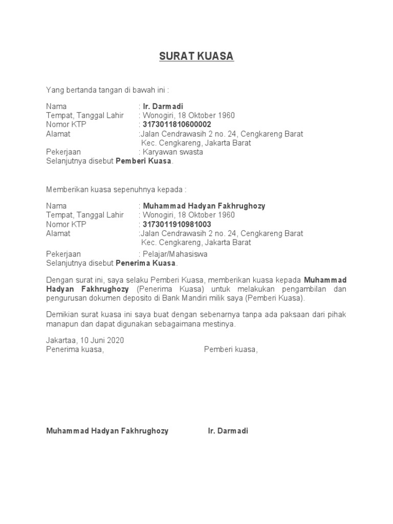 SURAT KUASA Pada GHOZY | PDF