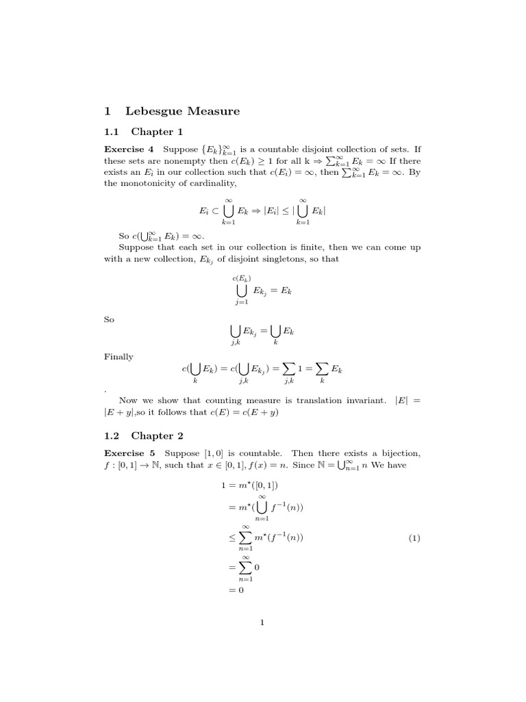 Real Analysis Exercises | PDF | Measure (Mathematics) | Mathematical ...