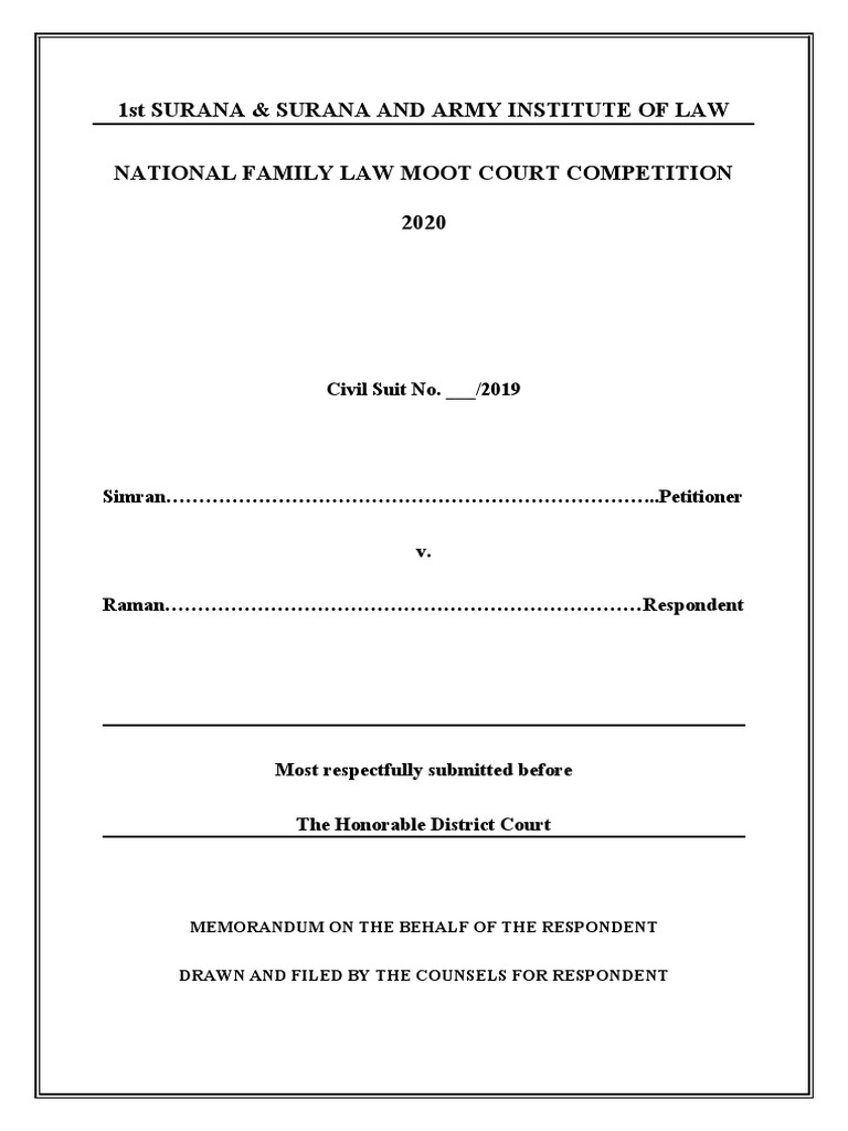 1St Surana & Surana and Army Institute of Law National Family Law Moot ...