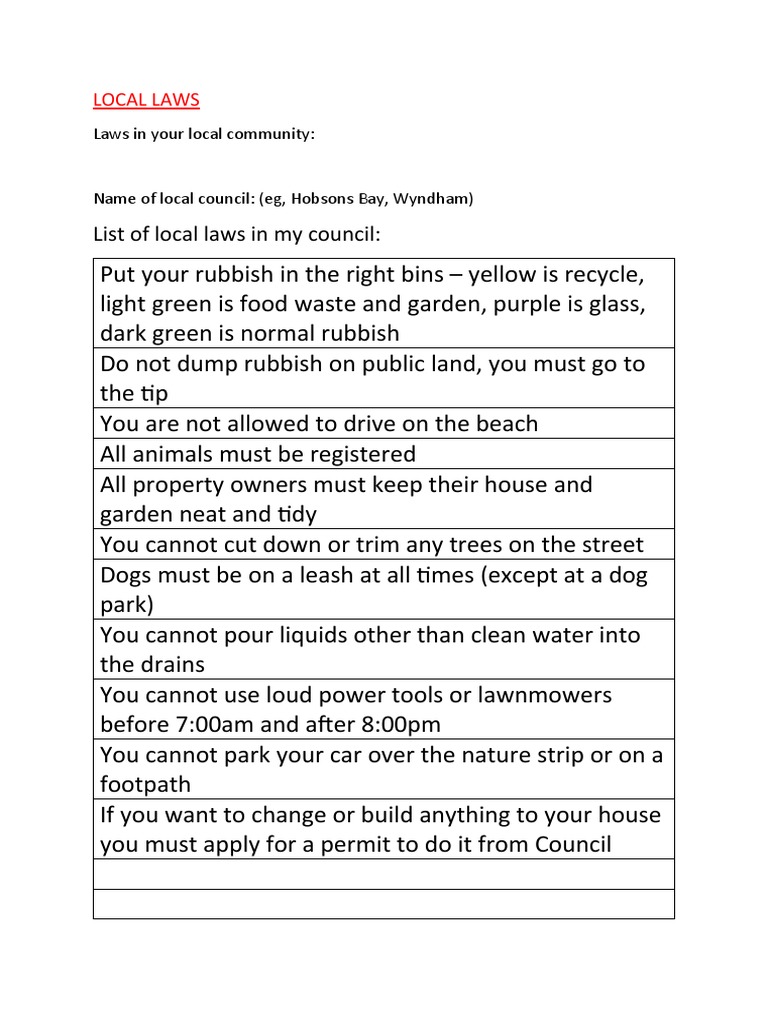 Local Laws | PDF