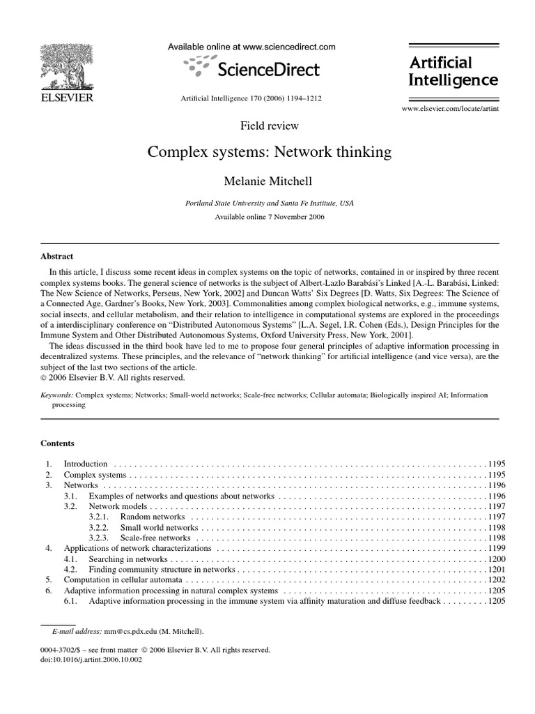 Complex Systems Network Thinking | PDF | Applied Mathematics | Computer ...