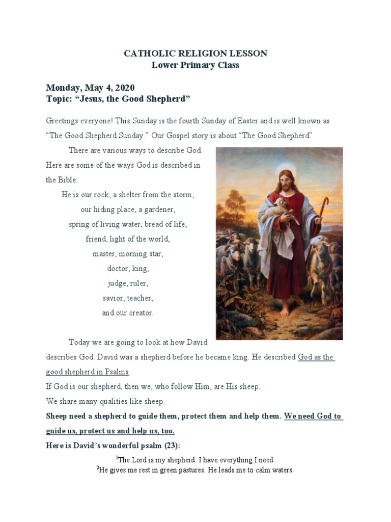 Jesus as the Good Shepherd Lesson | PDF | Shepherd | Religious Texts