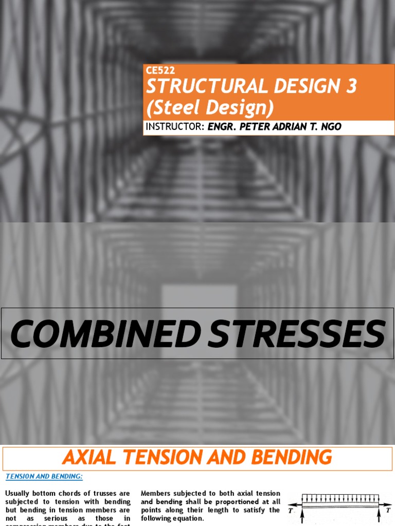 Ce522 - Week 14-15 Combined Stresses (Axial Tension and Bending) | PDF ...