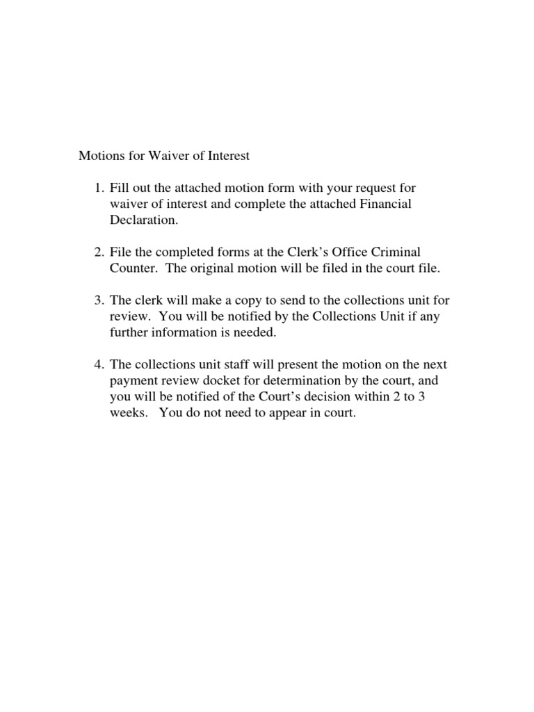 Waiver of Interest Forms | Expense | Mortgage Loan