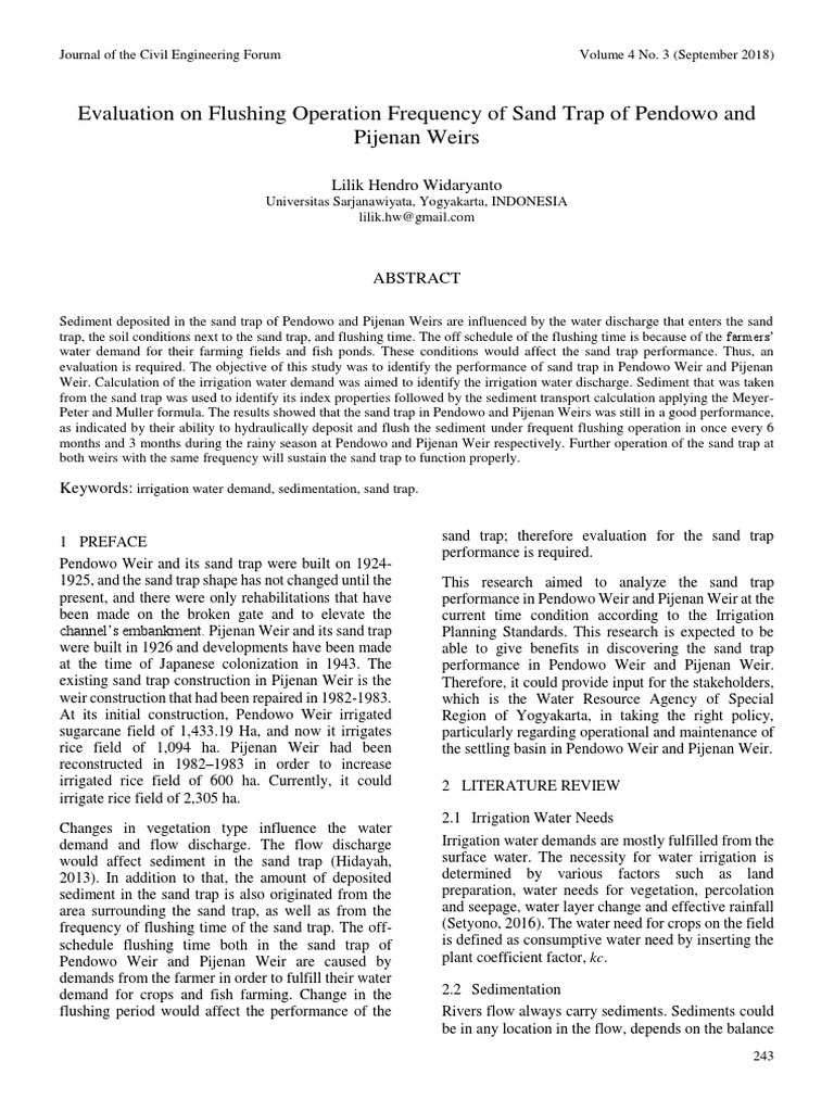 Evaluation On Flushing Operation Frequency of Sand PDF | PDF | Sediment ...