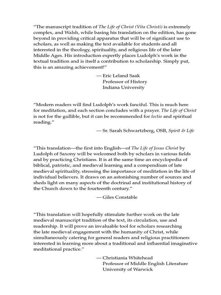 The Life of Jesus Christ by Ludolph of Saxony Part 2 | PDF | Gospel Of ...