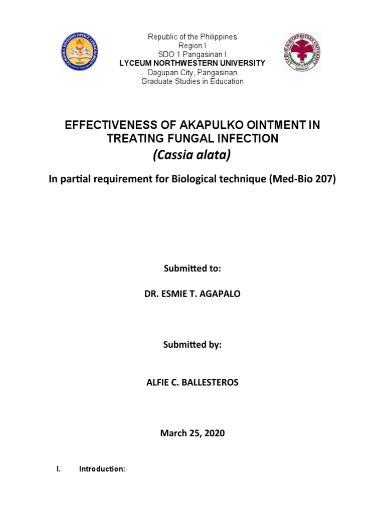 Akapulko Ointment - Biological techniquesAlfieBallesteros2020 | PDF ...