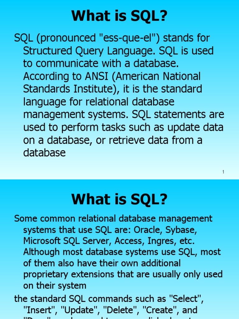 What Is SQL? | PDF | Sql | Databases