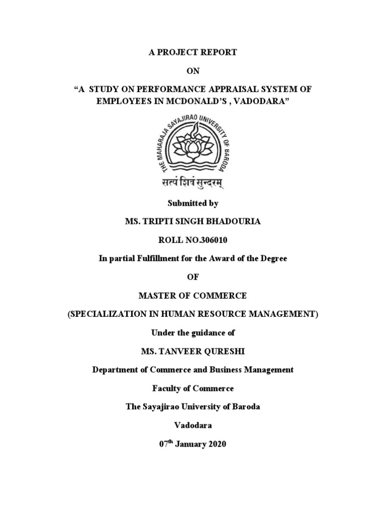 Project Research | PDF | Performance Appraisal | Mc Donald's
