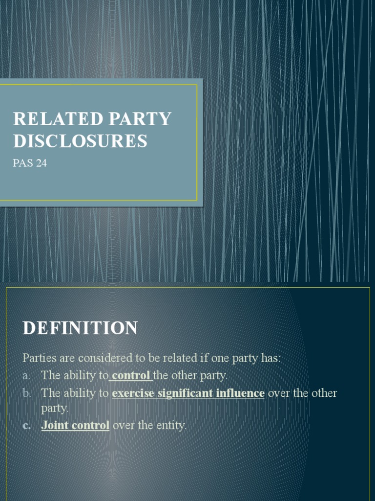Related Party Disclosures Under PAS 24 | PDF | Financial Transaction ...