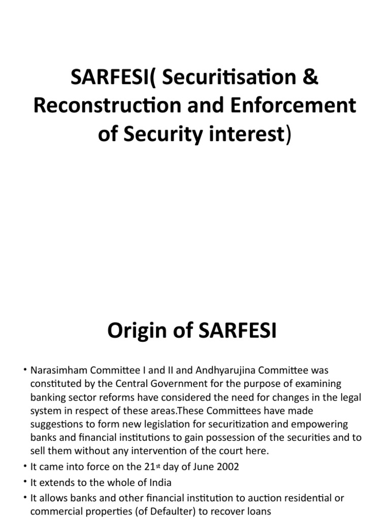 SARFESI | PDF | Security Interest | Securitization