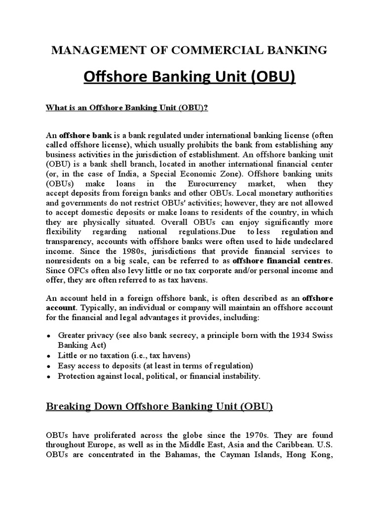 MCB - Offshore Banking Unit (OBU) | PDF | Banks | Payments