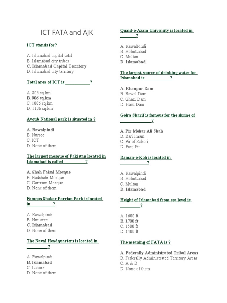 Pakistan Important Information | PDF | Islamabad | World Politics