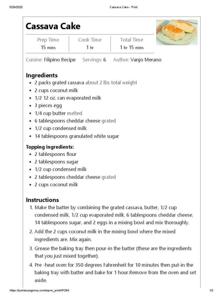 Cassava Cake - Print | PDF | Cakes | Baking