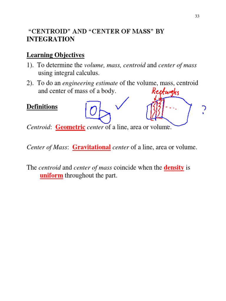 "Centroid" and "Center of Mass" by Integration Learning Objectives ...
