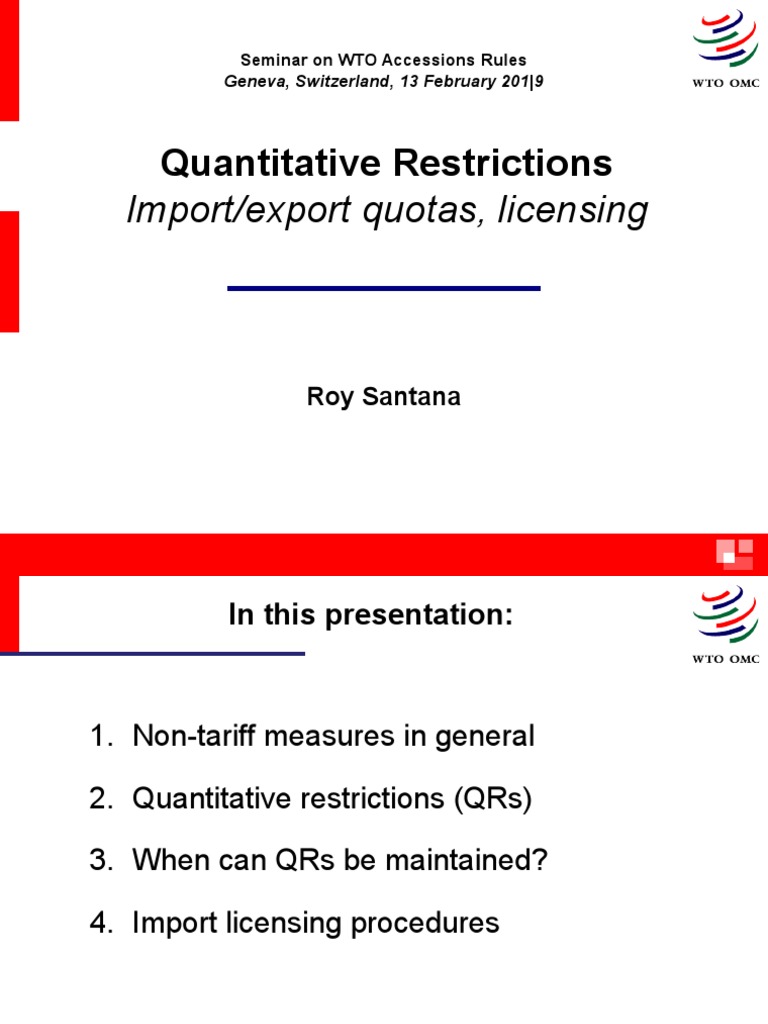 Quantitative Restrictions: Import/export Quotas, Licensing | PDF | Non ...
