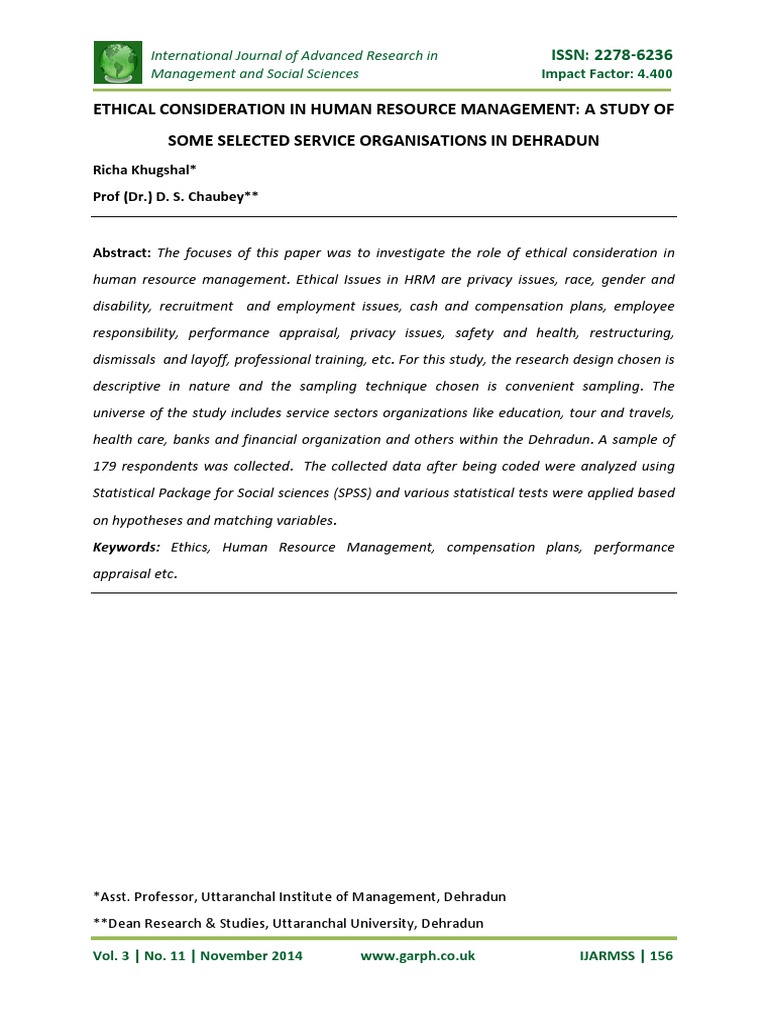 Ethical Considerations in HRM Practices | PDF | Employment | Human ...