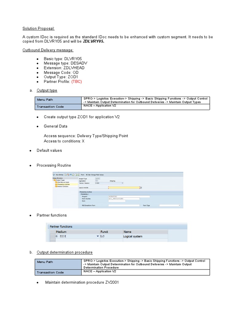 SAP - Customizing For Outbound Delivery Idoc 1.0 | PDF
