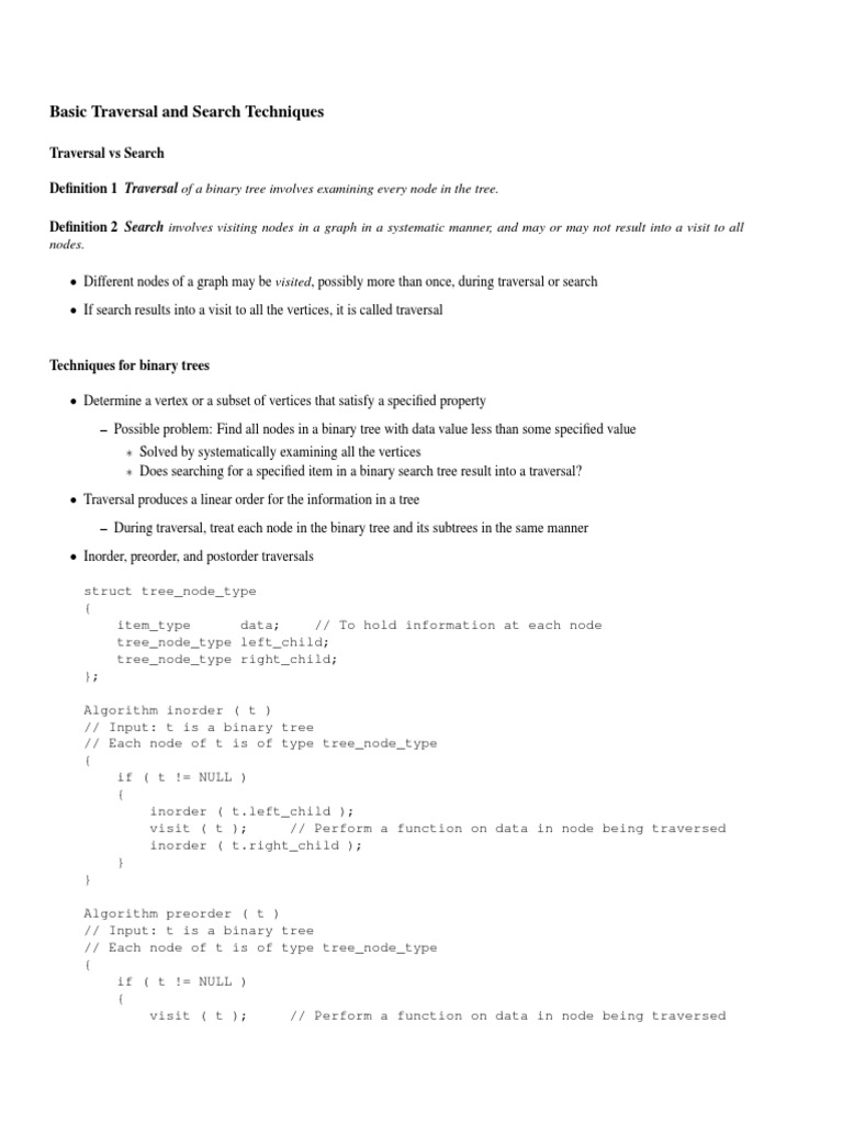 Basic Traversal and Search Techniques | PDF | Vertex (Graph Theory) | Algorithms
