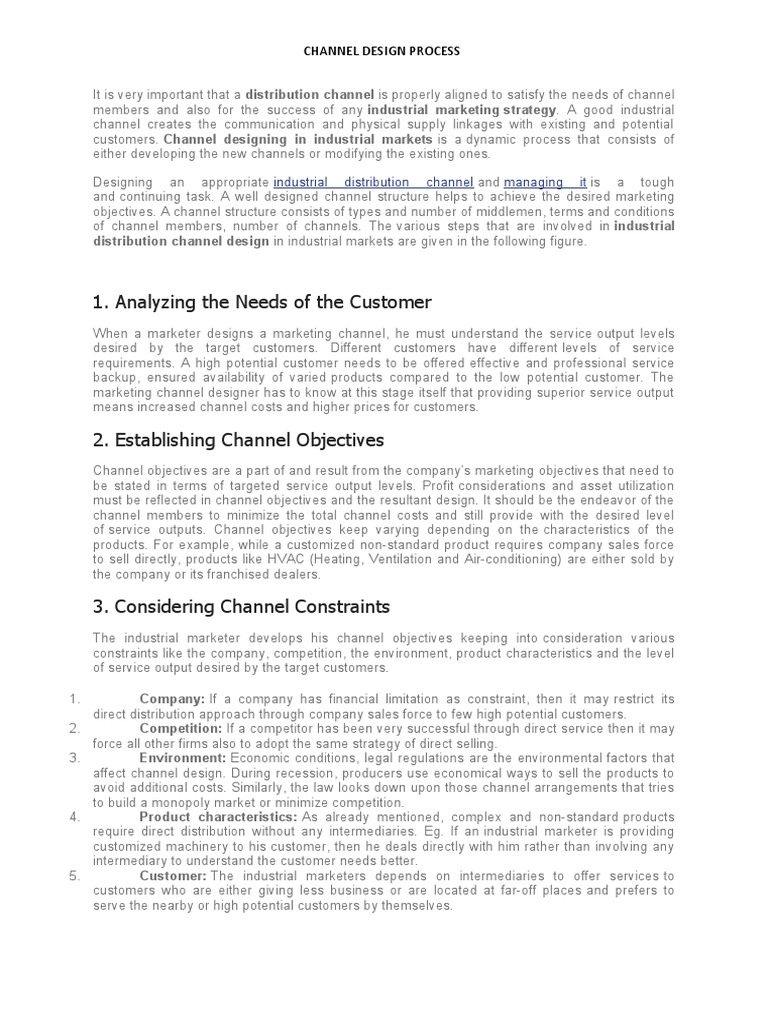 Analyzing The Needs of The Customer: Channel Design Process | Download ...