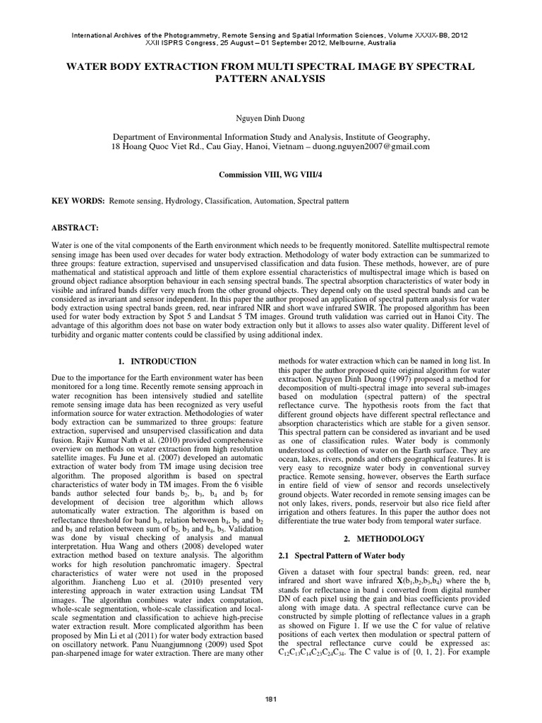 Water Body Extraction From Multi Spectral Image by | PDF | Remote ...