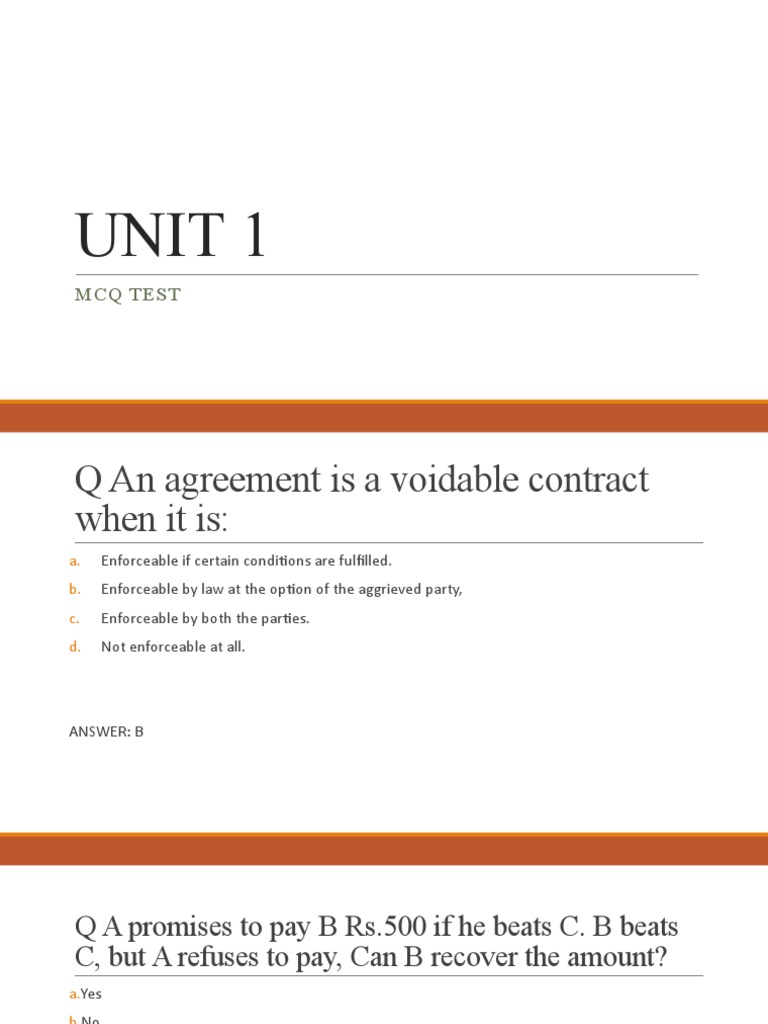 LAB MCQ UNIT 1 With Answers | PDF | Guarantee | Law Of Agency