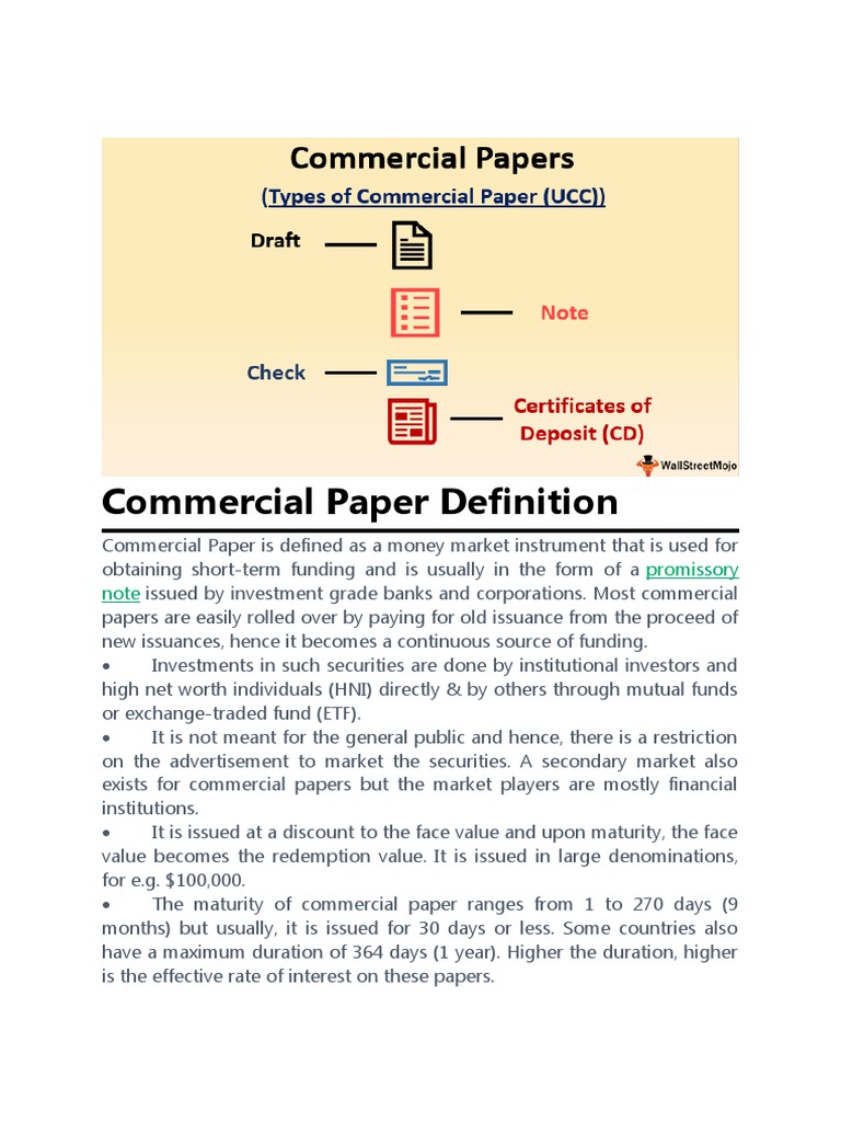 Commercial Paper Definition | PDF | Commercial Paper | Promissory Note