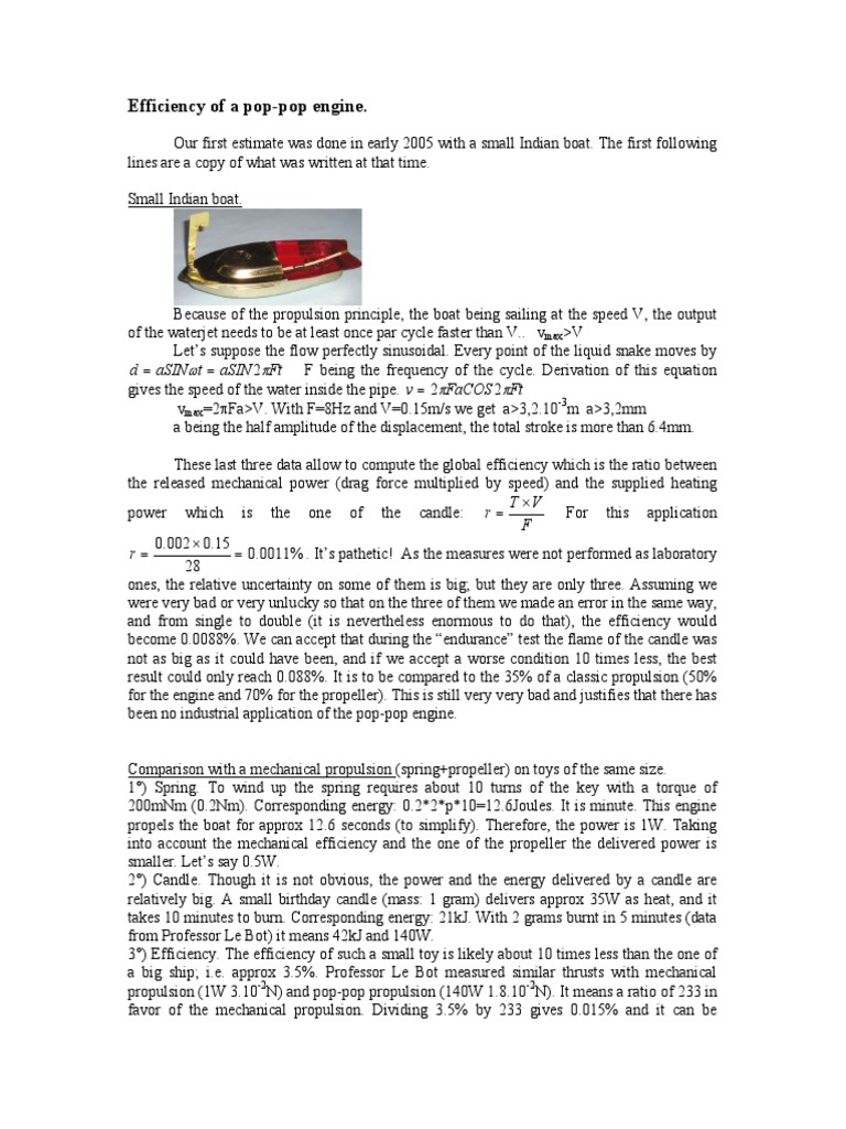 Efficiency of A Pop-Pop Engine | PDF | Engines | Nozzle