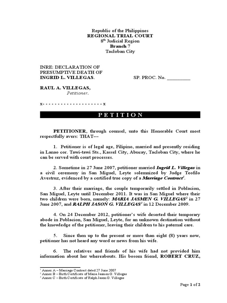 Presumptive Death - Oraller | PDF | Virtue | Common Law