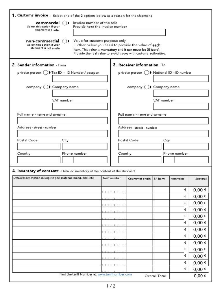 Commercial Non-Commercial: Customs Invoice | PDF | Customs | Value ...