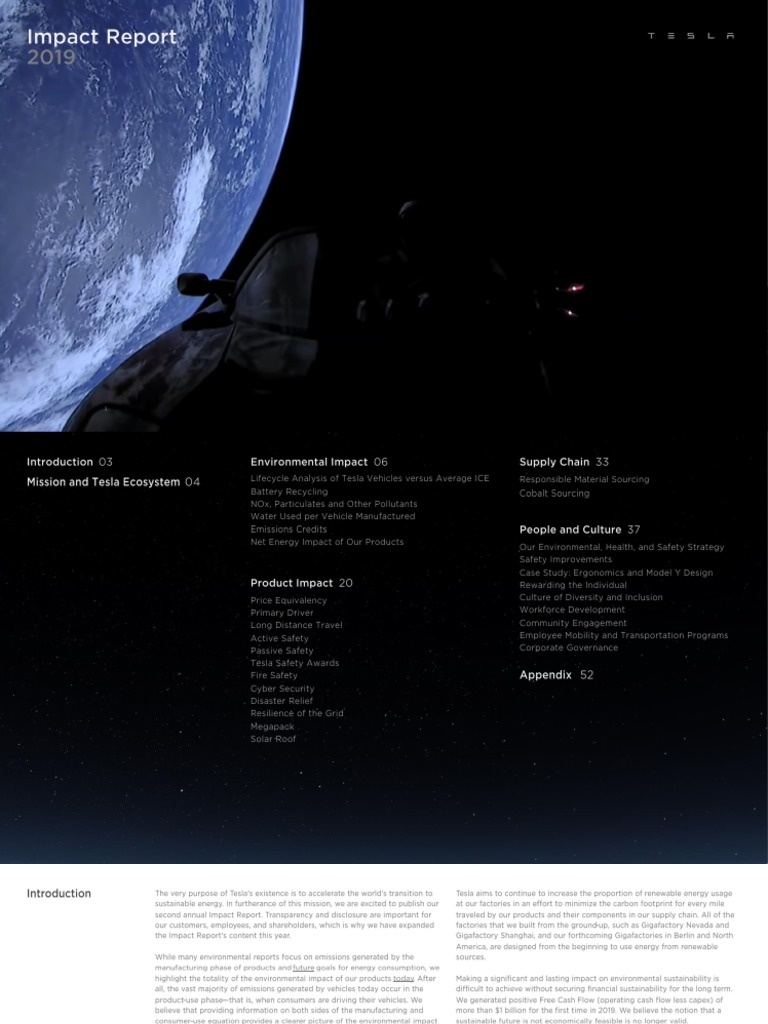 2019 Tesla Impact Report | PDF | Economy Of The United States ...