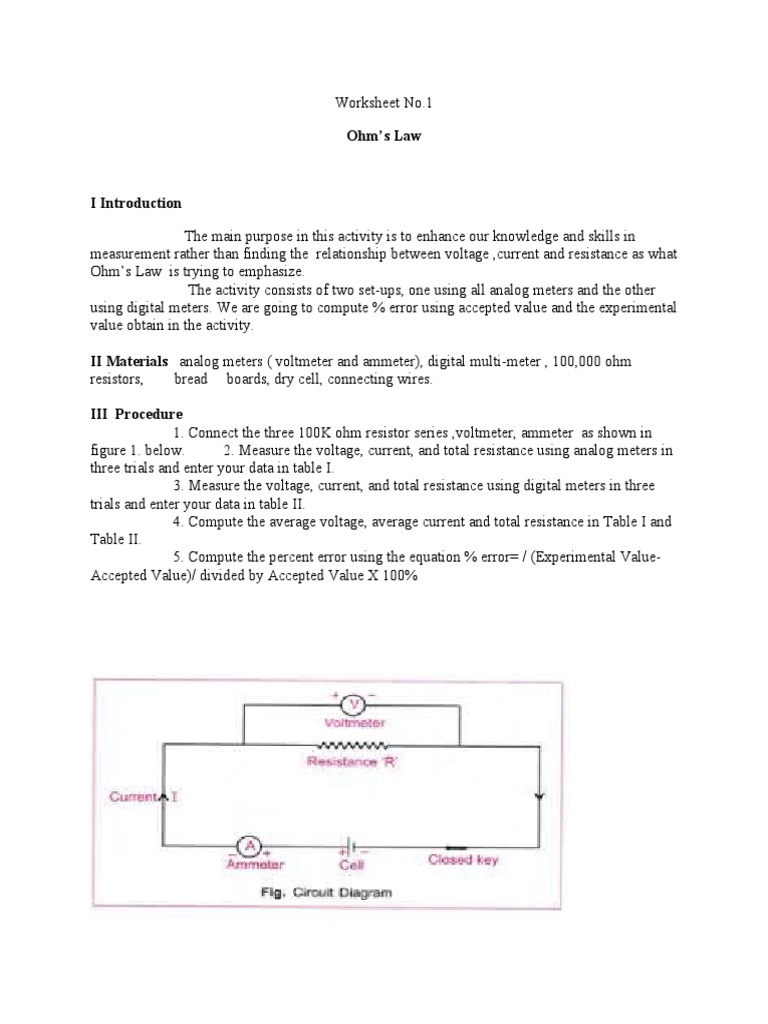Session 4 Activity Sheet 2 (Ohms Law) | PDF | Electrical Resistance And ...