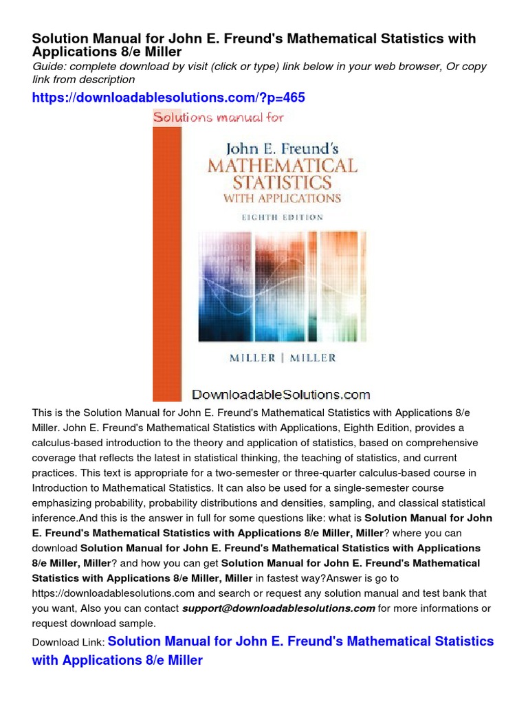 Solution Manual For John E. Freund's Mathematical Statistics With ...