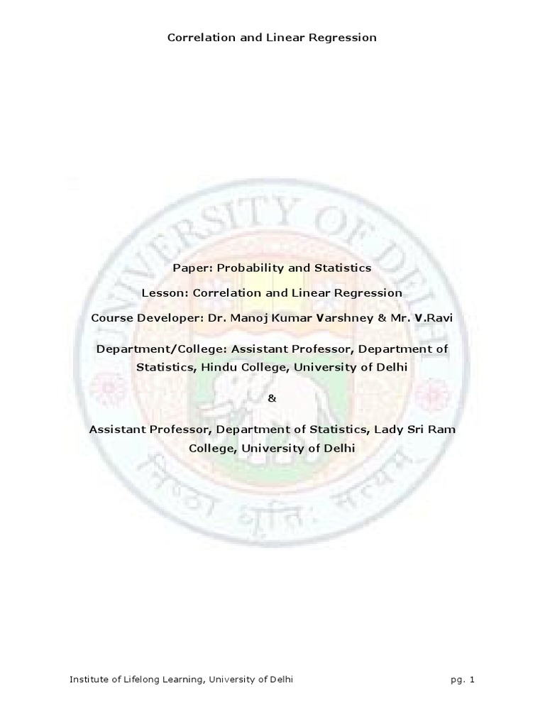 Correlation and Linear Regression | PDF | Correlation And Dependence ...