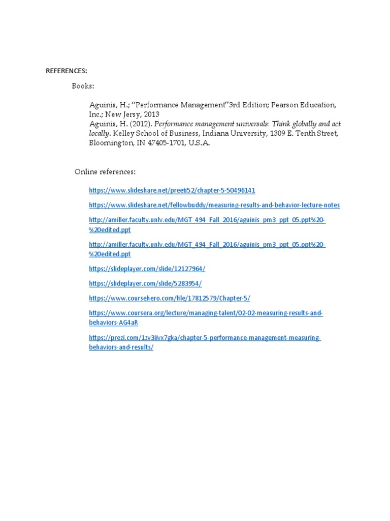 Performance Management References | PDF